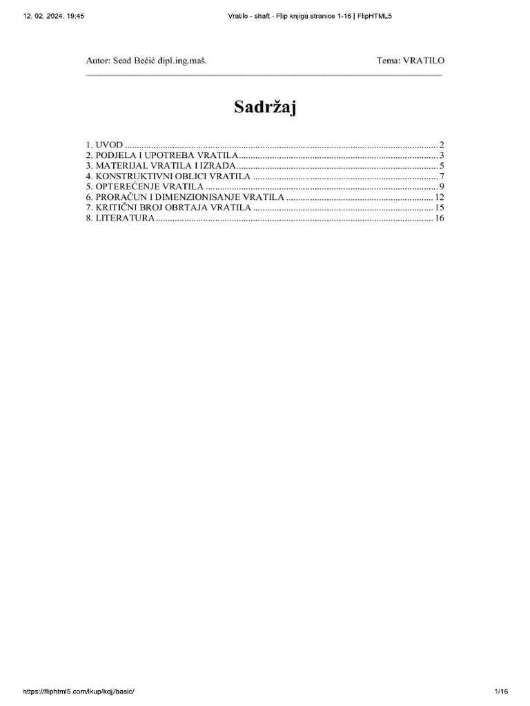 Kriticni Broj Obrtaja Vratila | PDF