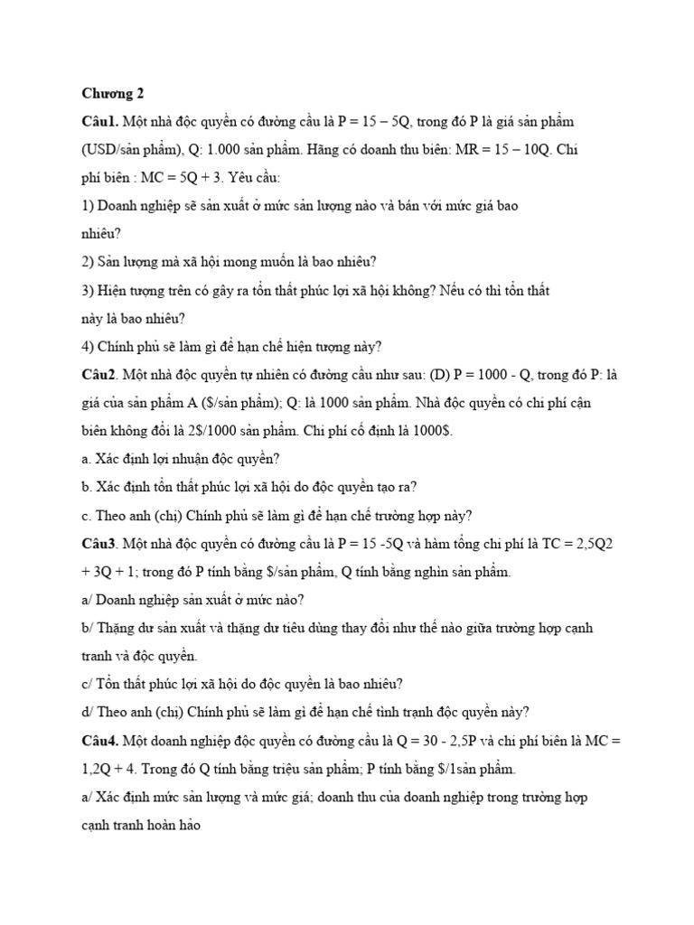 Các Câu BT Môn KTC | PDF
