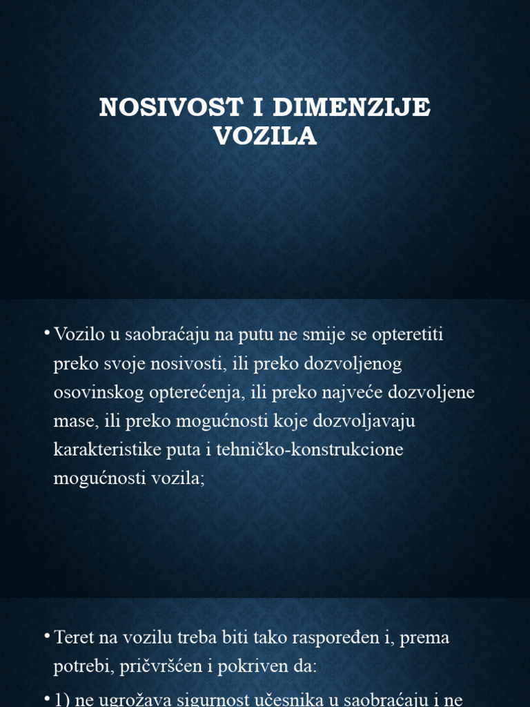 Nosivost I Dimenzije Vozila | PDF