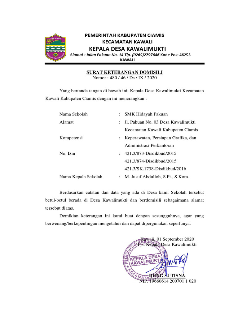 11 Surat Keterangan Domisili Sekolah | PDF