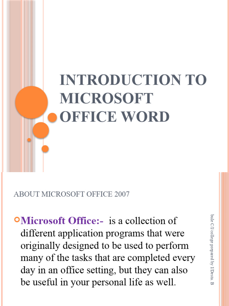 Introduction To Ms - Word 2007 | PDF | Word Processor | Microsoft Word
