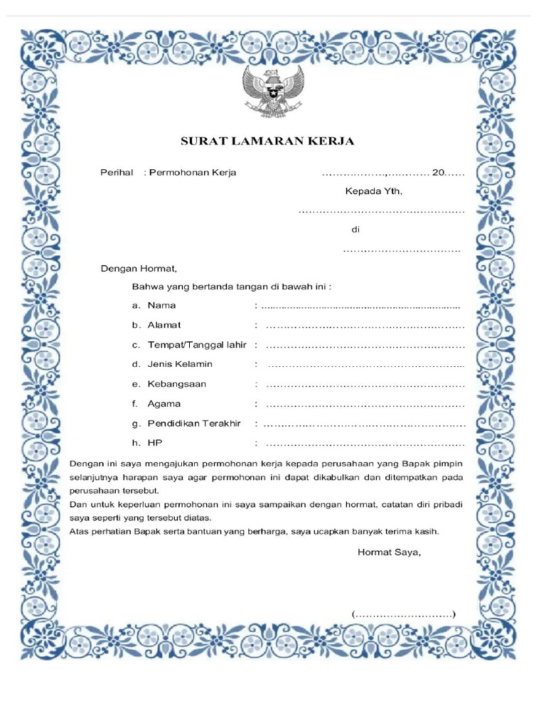 Form Lamaran Kerja | PDF