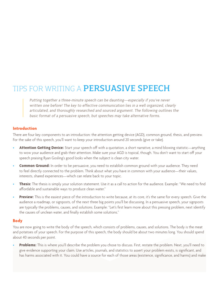 How To Write A Persuasive Speech Example | PDF | Rhetoric | Communication