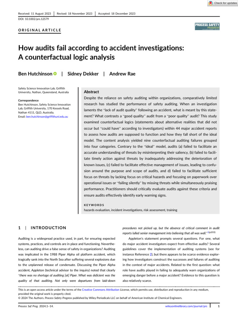 How Audits Fail Acoording To Accident Investigation | PDF | Audit ...