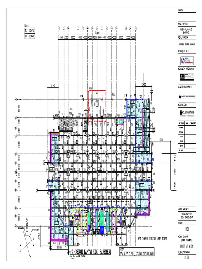 Denah Struktur Semi Basement (Perletakan Pondasi TC) | PDF