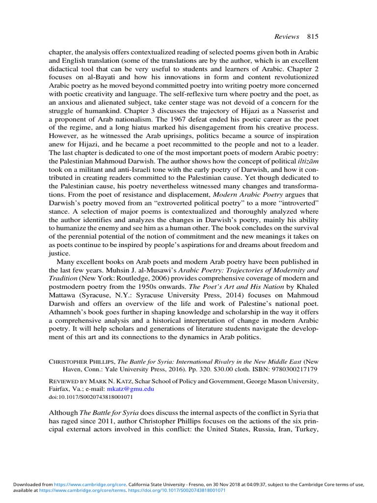 Christopher Phillips, The Battle For Syria International Rivalry in The ...