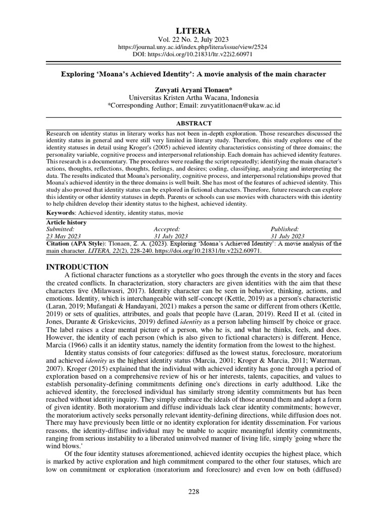 Exploring Moana's Achieved Identity' A Movie Analysis of The Main ...