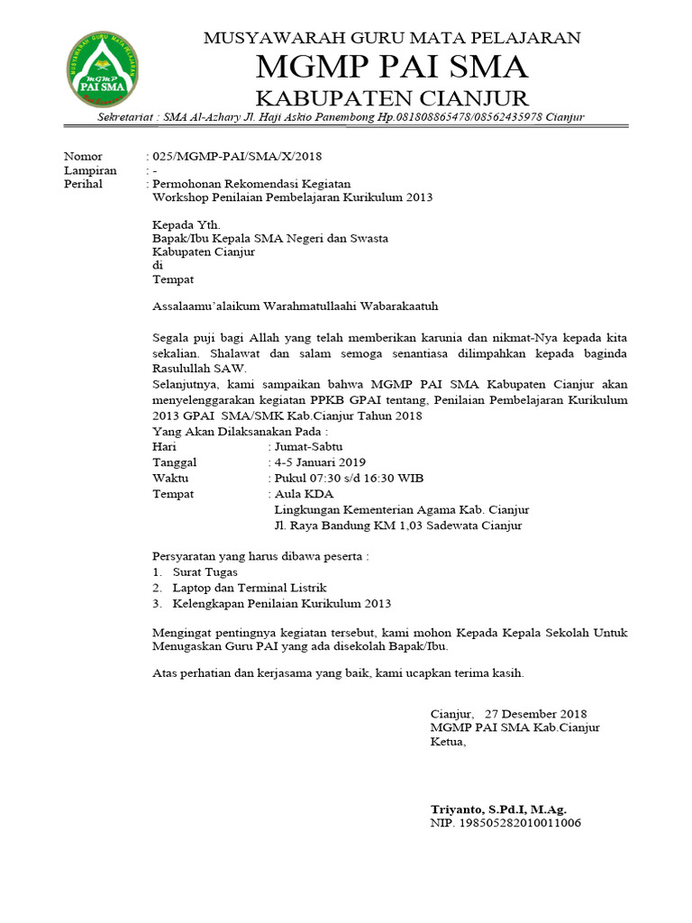 Surat Undangan Workshop | PDF