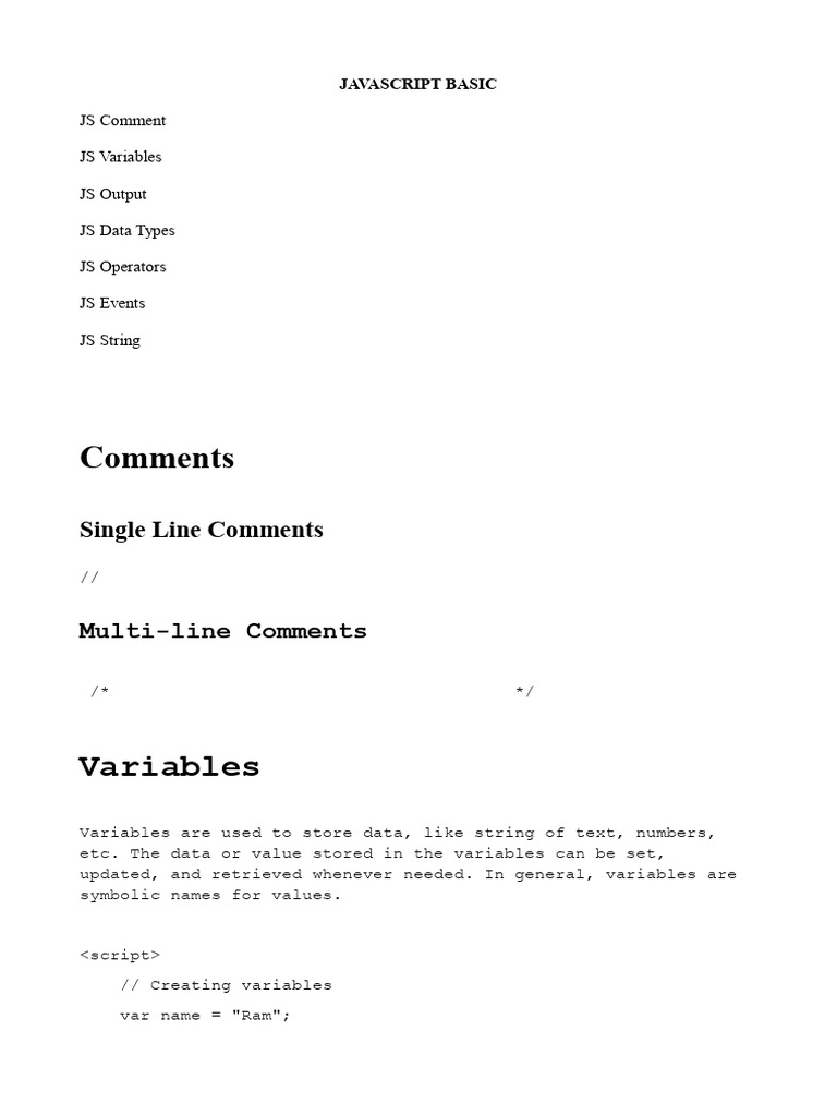 1 Javascript Pdf Data Type Variable Computer Science
