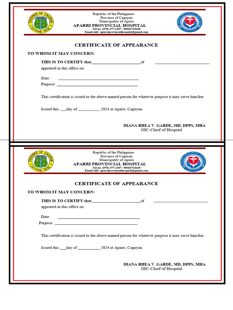 Certificate of Apperance With Frame | PDF