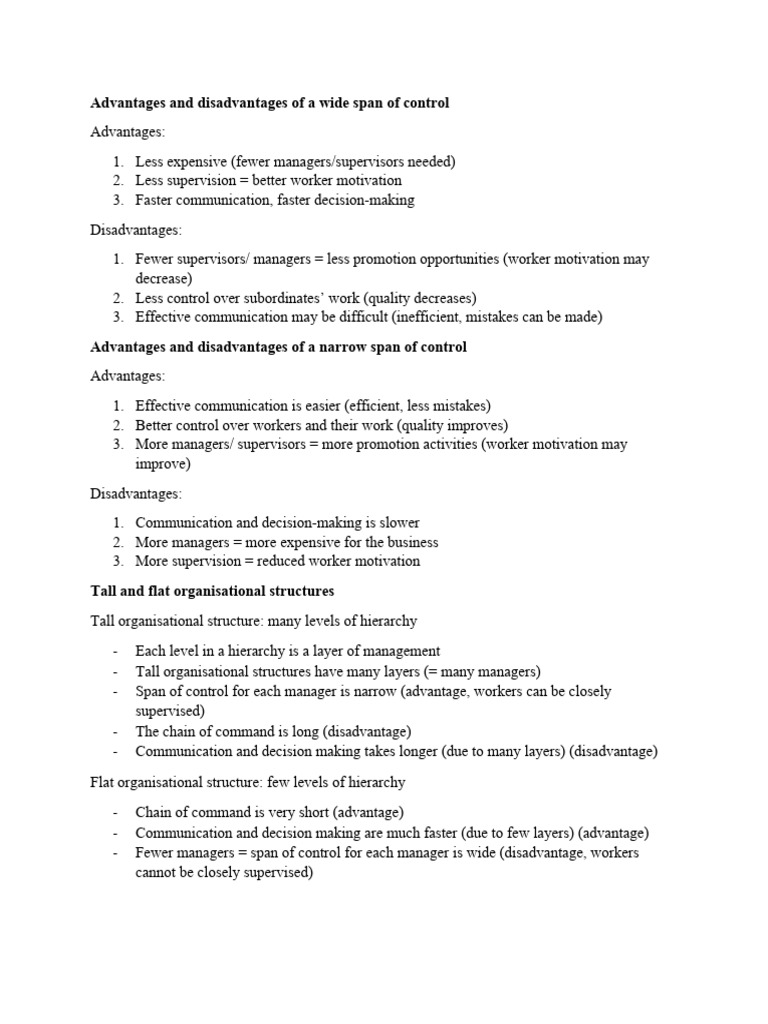 Chapter 7 Organisational Structure Notes | PDF | Leadership ...