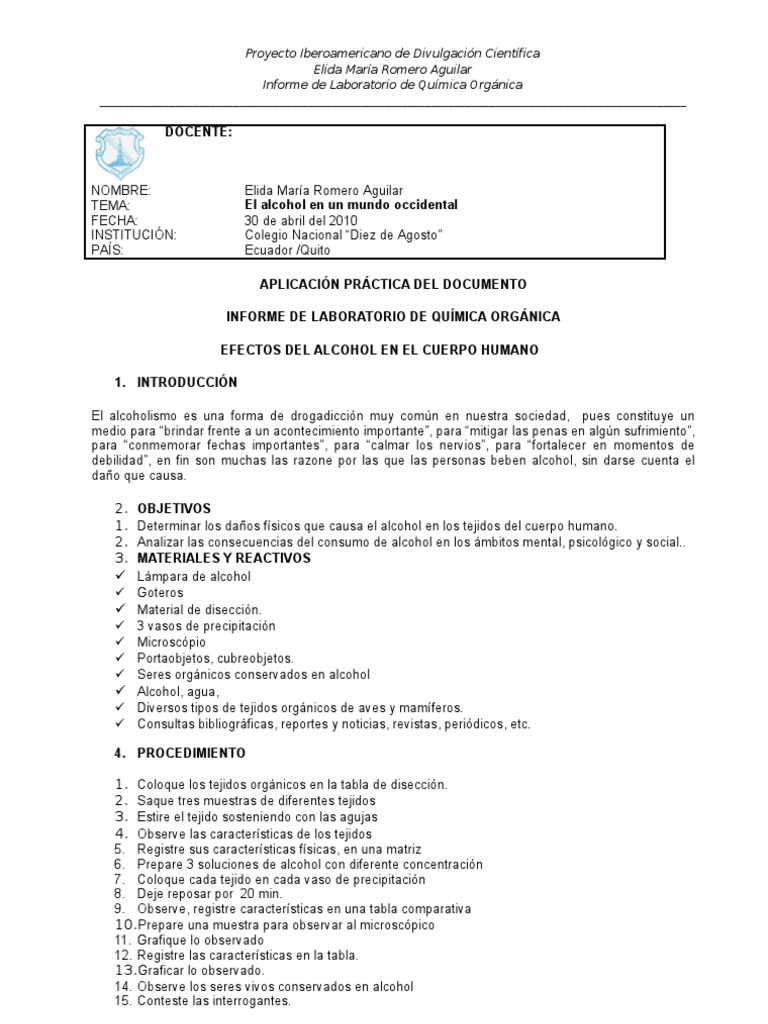 Informe Laboratorio Laboratorios Química
