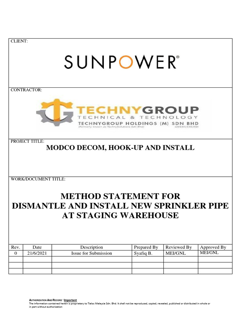 Piping Dismantling and Installation Method | PDF | Technology & Engineering