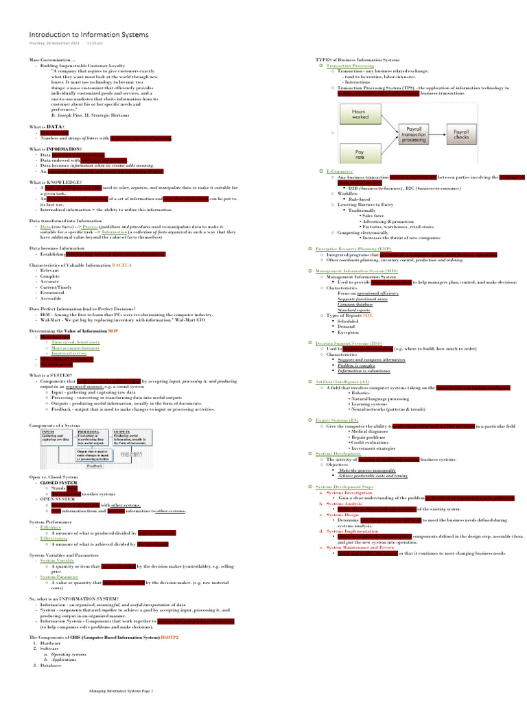 Introduction To Information Systems | Download Free PDF | Information | System