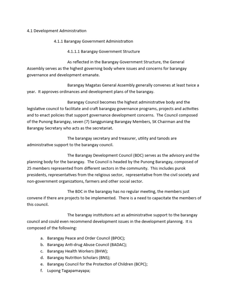 Barangay Government Structure Overview | PDF | Committee | Governance