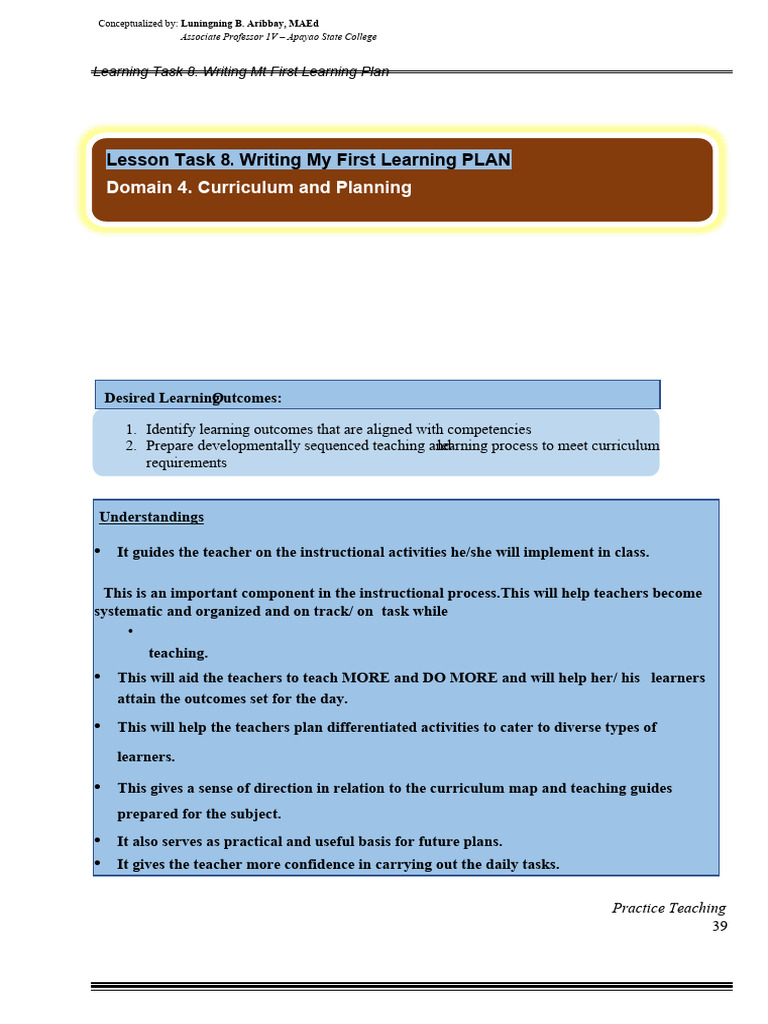 Learning Task 8 | PDF | Learning | Teachers
