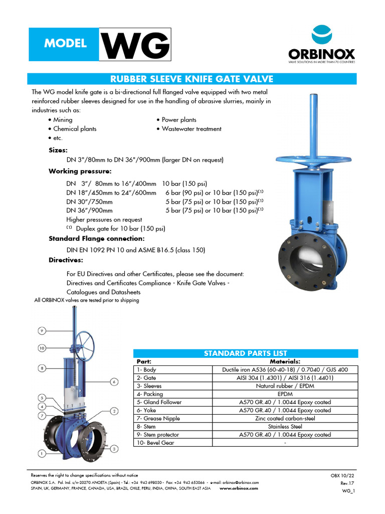 WG Orbinox | PDF | Valve | Actuator