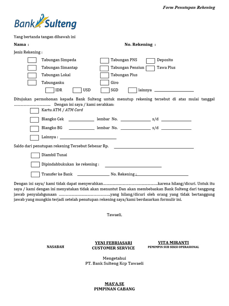 Penutupan Rekening | PDF
