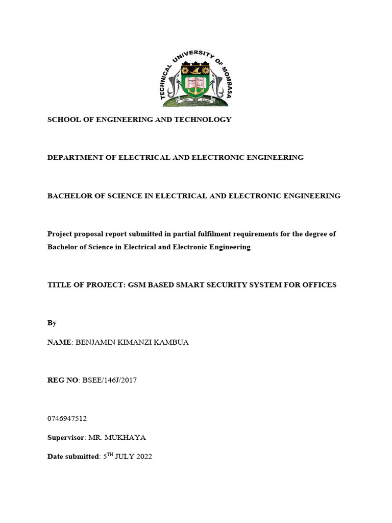 Kimanzi Proposal | PDF | Microcontroller | Security Alarm