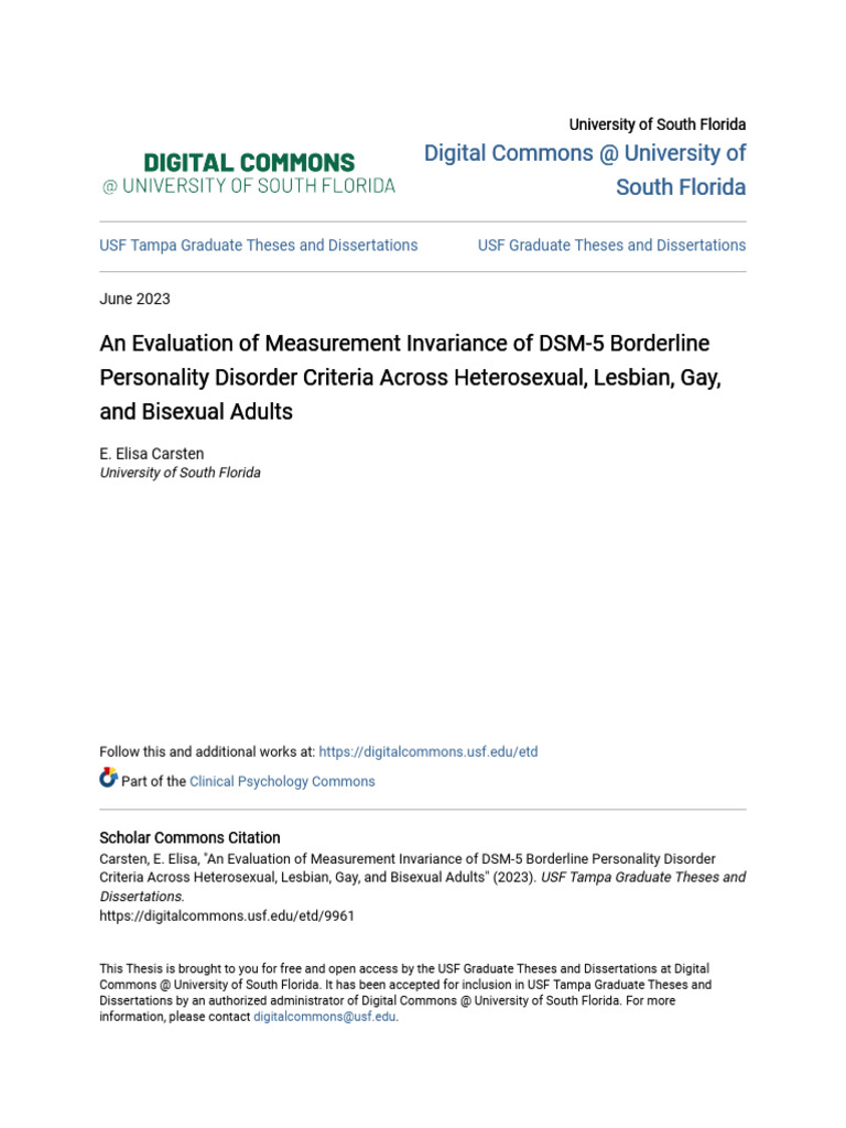 An Evaluation of Measurement Invariance of DSM-5 Borderline Perso | PDF ...
