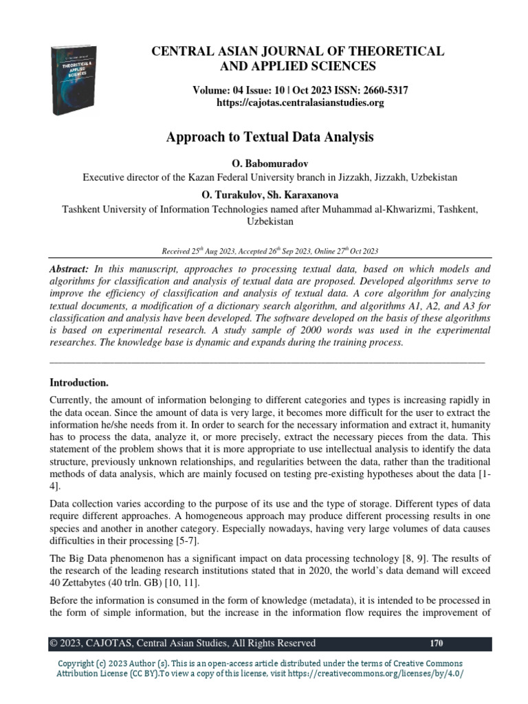 Approach To Textual Data Analysis | PDF | Statistical Classification ... Approach To Textual Data Analysis | PDF | Statistical Classification ...