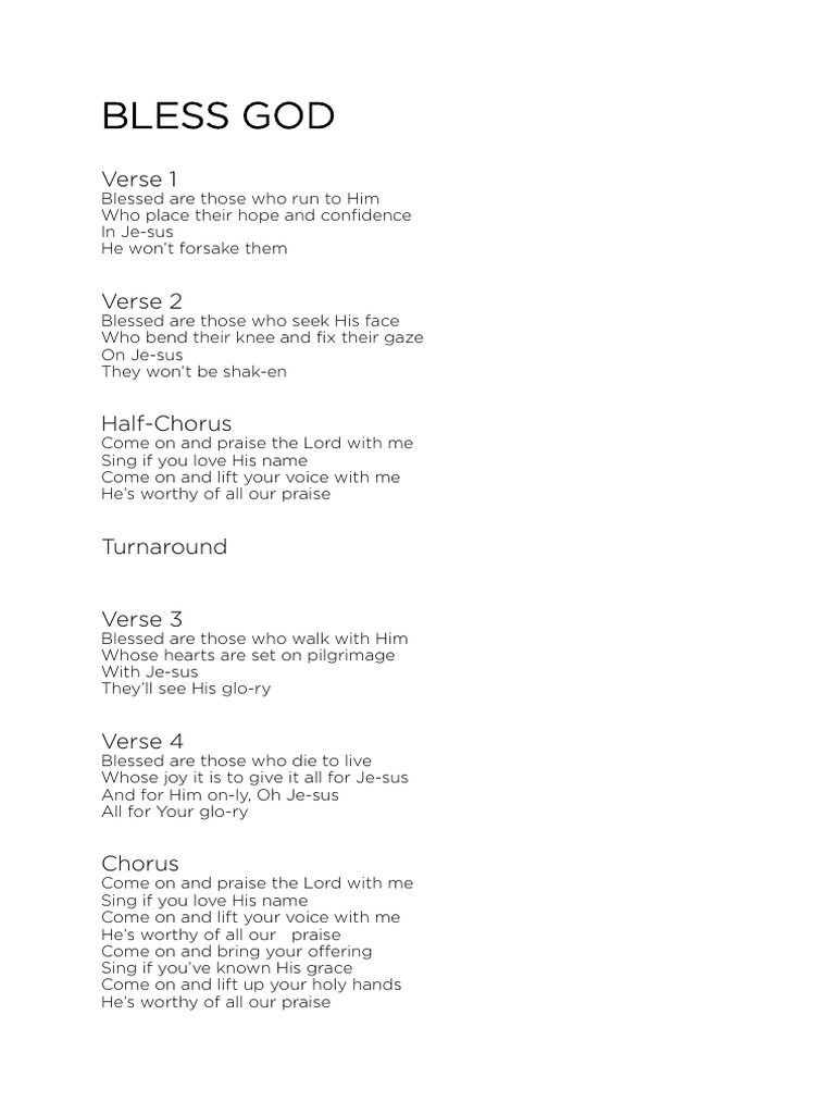 Praise the Lord: Bless God Lyrics | PDF | Poetry