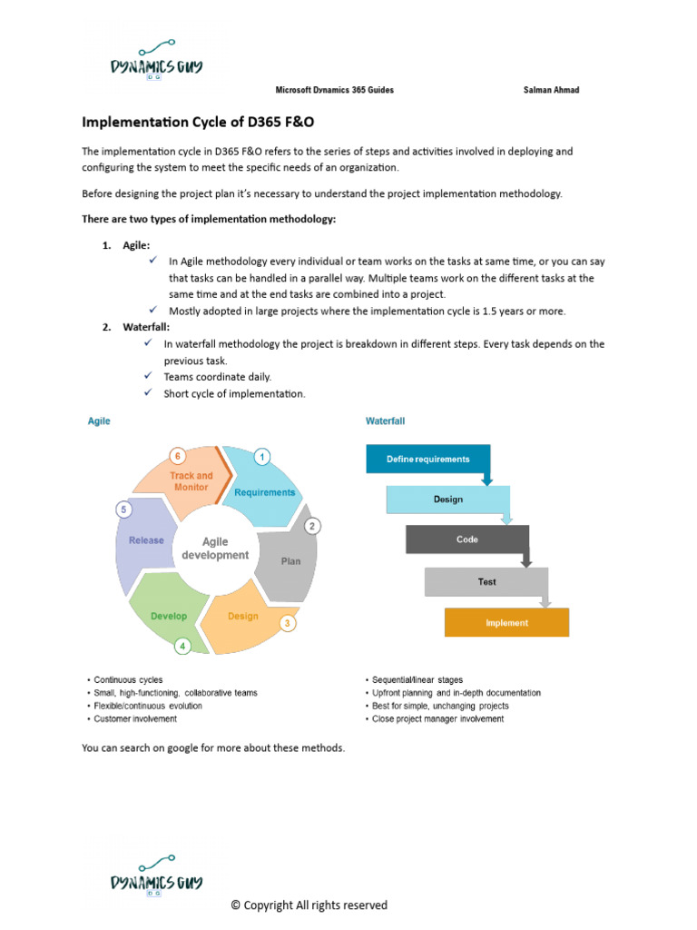 Implementation Cycle of D365 F&O | PDF | Software Development Process | Information Technology ...