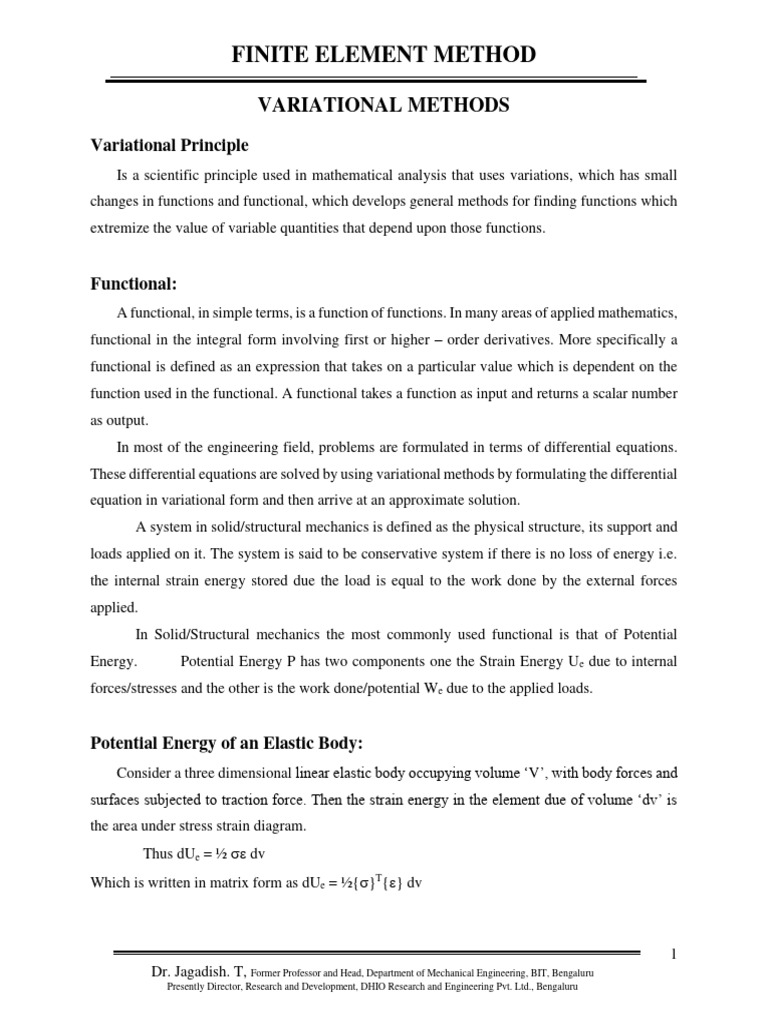 3A FEM Variational Methods | PDF | Calculus Of Variations | Stress (Mechanics)