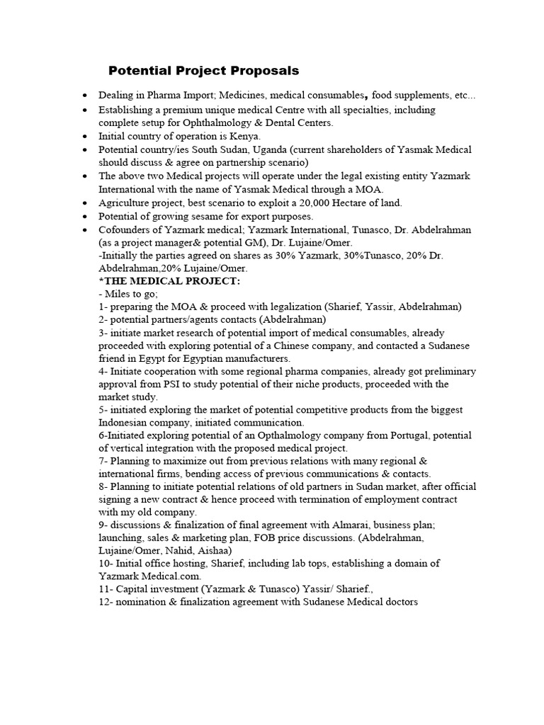 Potential Project Proposals | PDF | Sudan | Economies