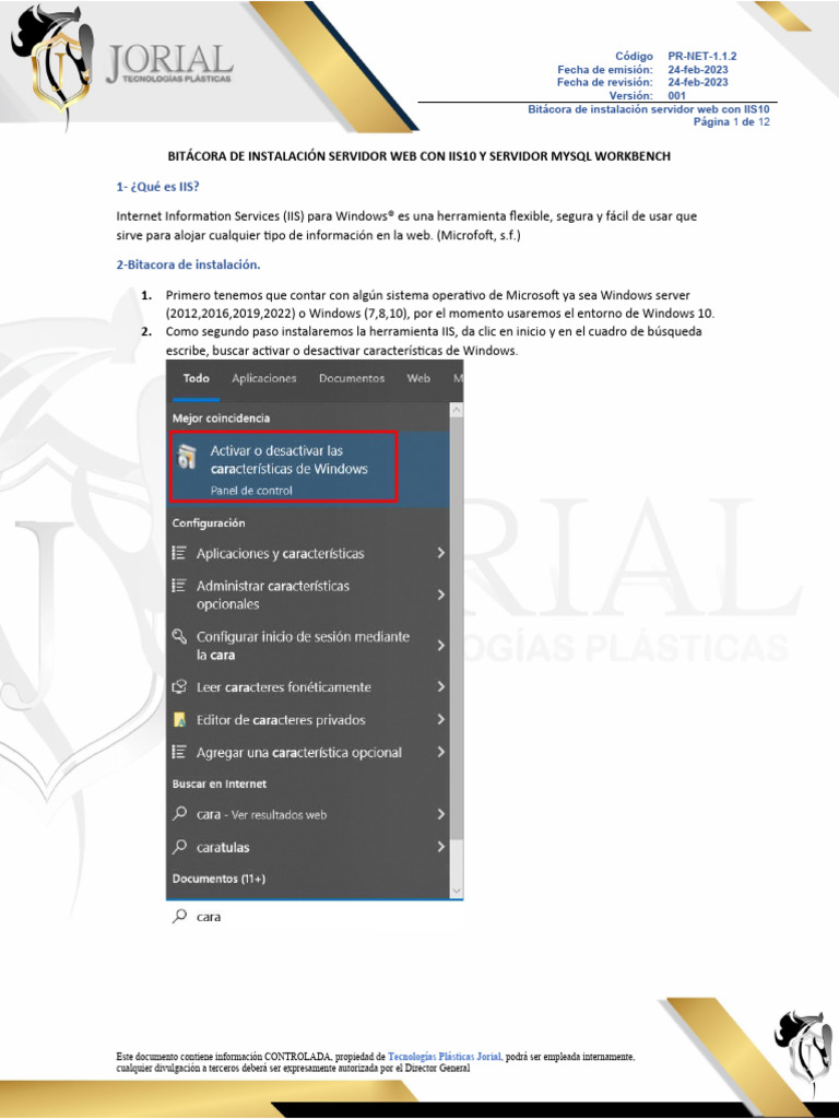 1.1.2 Bitácora de Instalación Servidor Web Con Iis10 y Servidor Mysql Workbench | PDF | Mi sql ...