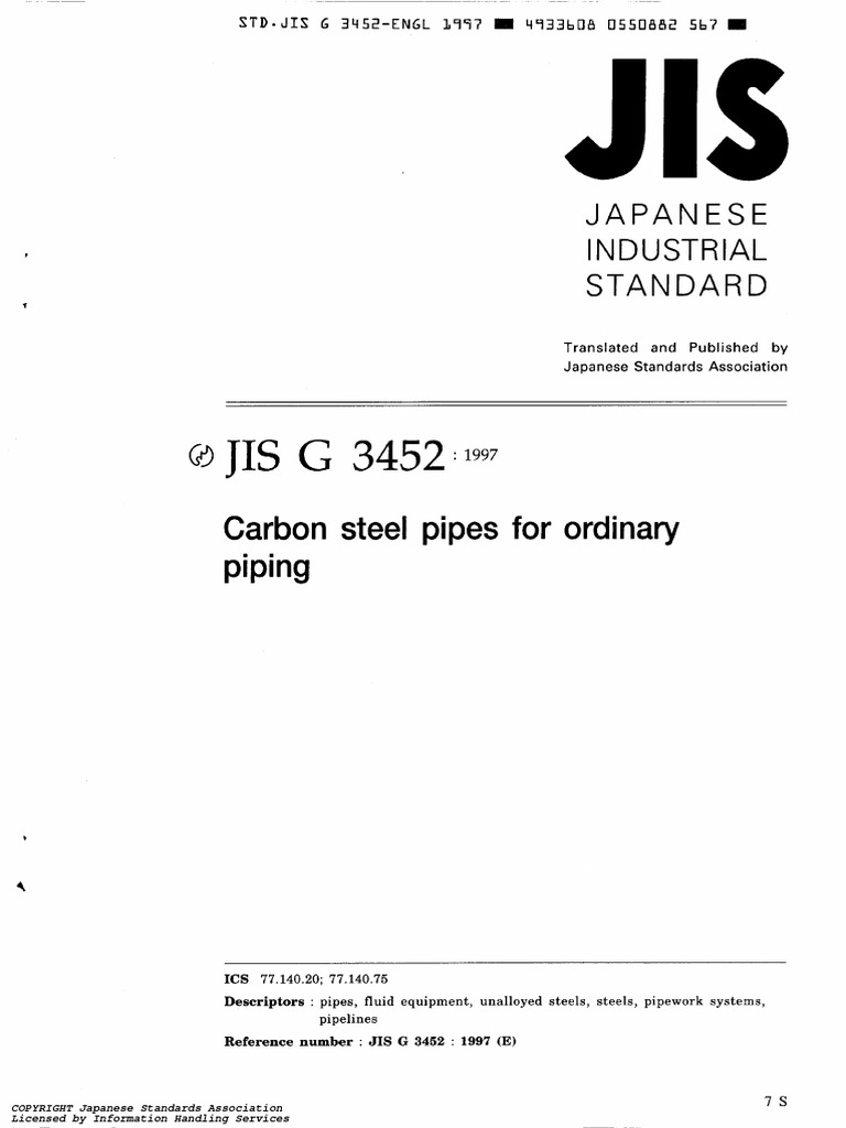 Jis G3452 | Download Free PDF | Pipe (Fluid Conveyance ...
