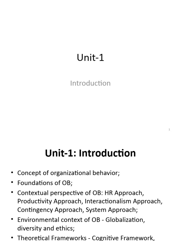 Unit 1 Introduction - Ob 1st Sem | PDF | Behaviorism | Behavior