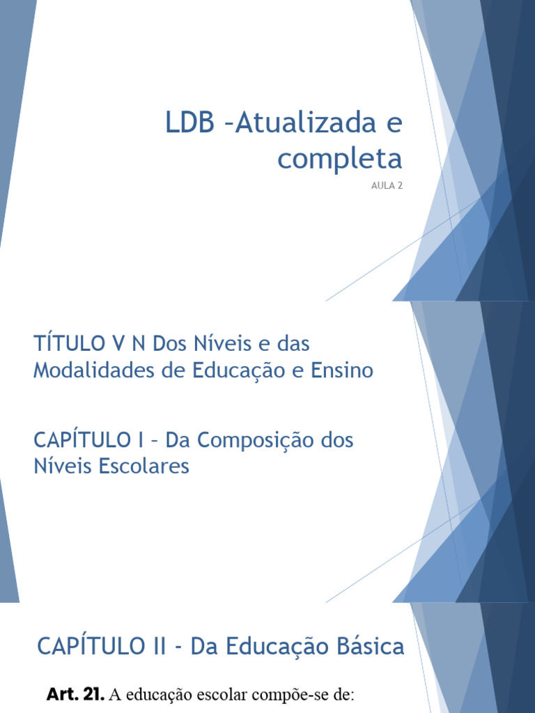 Aula 2 LDB 2023 | PDF | Pré-escola | Ensino