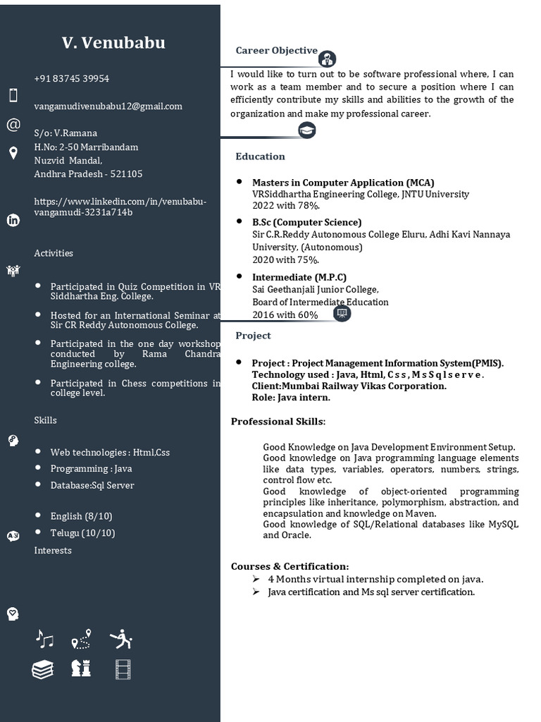 Venubabu Resume | PDF | Java (Programming Language) | Databases