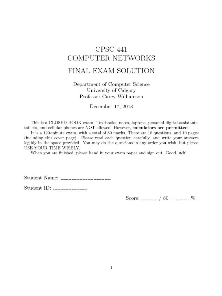 Final F2018 Solution | PDF | Internet Protocols | Computer Network