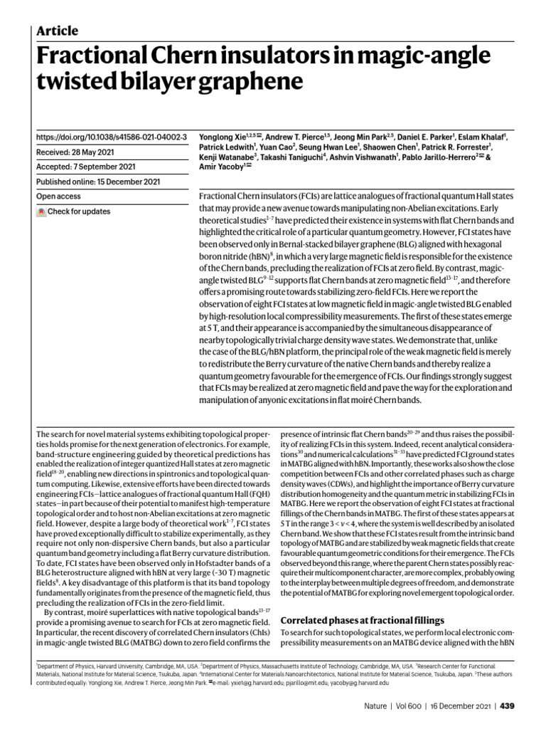Fractional Chern Insulators in Magic-Angle Twisted Bilayer Graphene ...