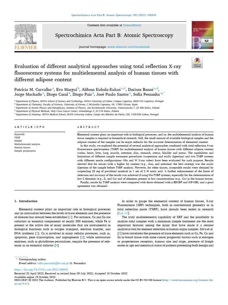 Spectrochimica Acta Part B: Atomic Spectros | PDF | Detection Limit | Spectroscopy