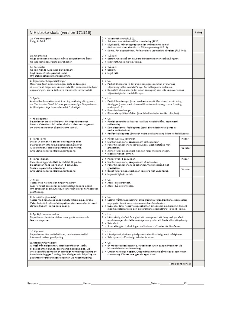 NIH Stroke Skala | PDF