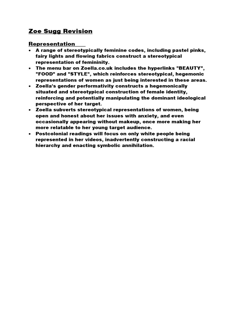 Zoe Sugg Revision | PDF | Stereotypes | Target Audience