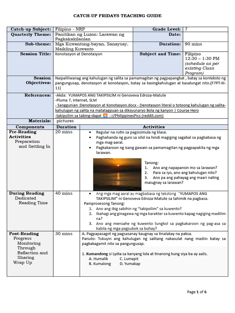 Fil7 Catch Up TG w3 | PDF