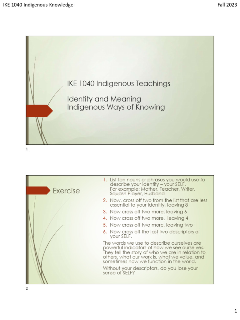 Unit 3 - Identity and Indigenous Ways of Knowing | PDF