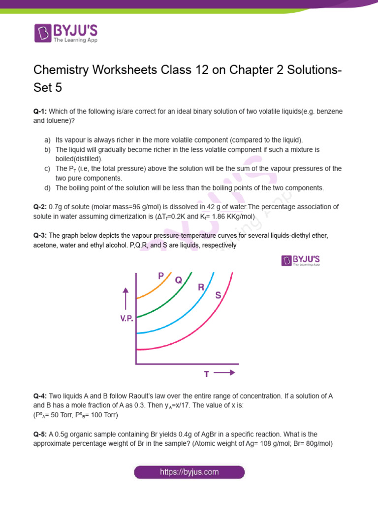 Chemistry Worksheets Class 12 on Chapter 2 Solutions Set 5.Docx | PDF | Osmosis | Concentration