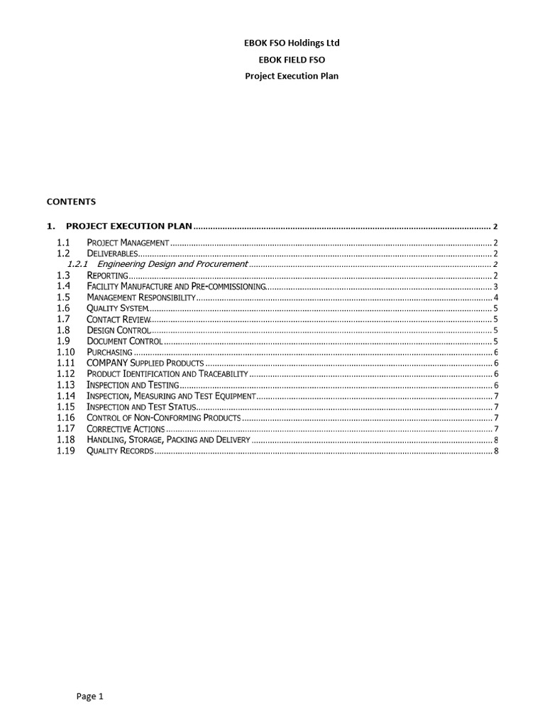 EBOK FSO Project Execution Plan | PDF | Quality Assurance ...