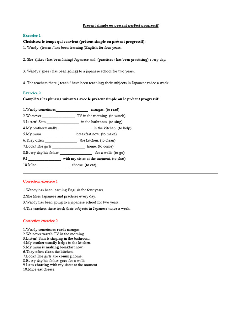 Present Perfect Simple Anglais Exercices – DXJFW