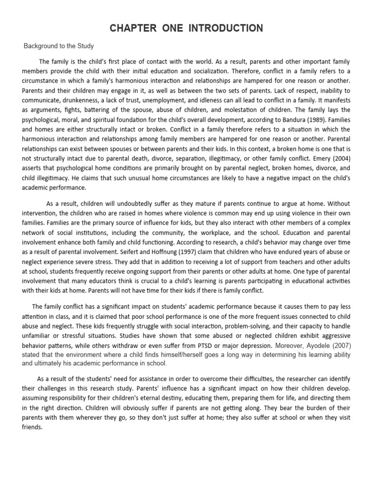 Chapter One Introduction | PDF | Family | Child Neglect