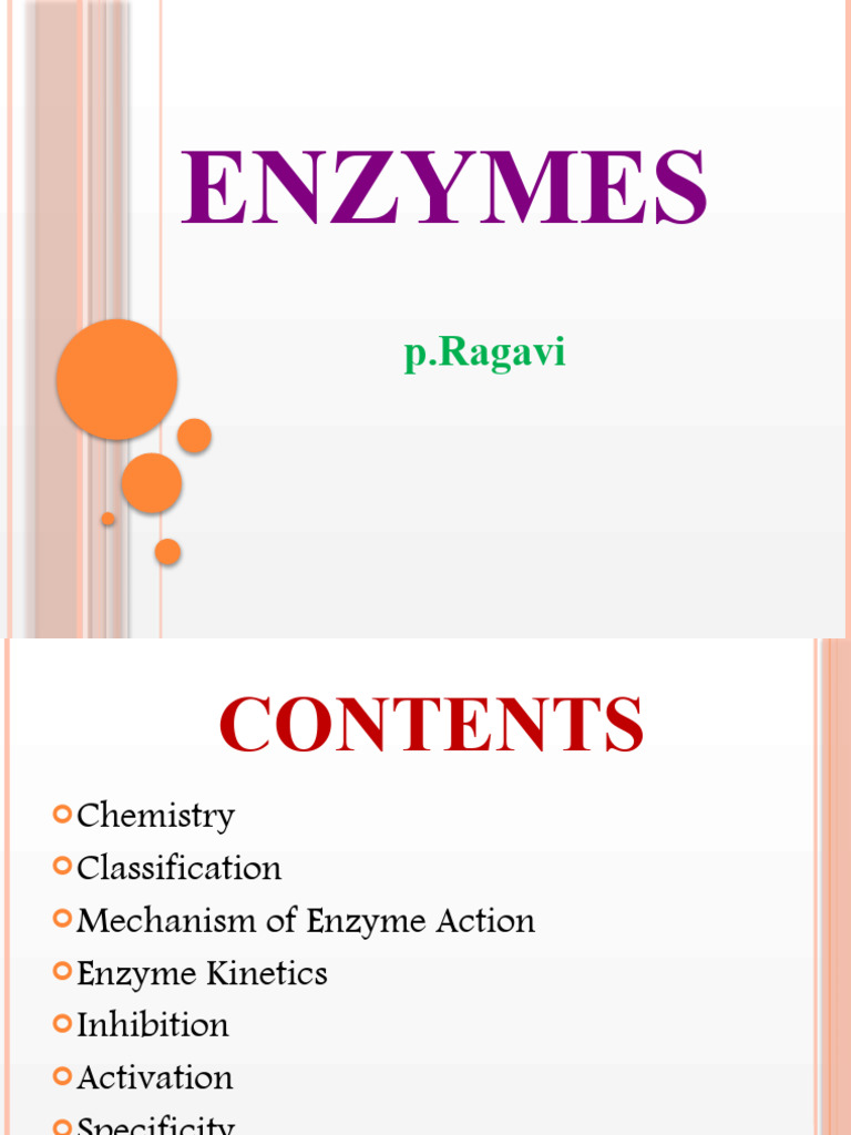 Enzymes. Ragavi | PDF | Enzyme | Cofactor (Biochemistry)