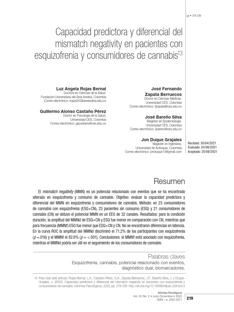 13 Capacidad Predictora Y Diferencial Del Mismatch Negativity Pdf