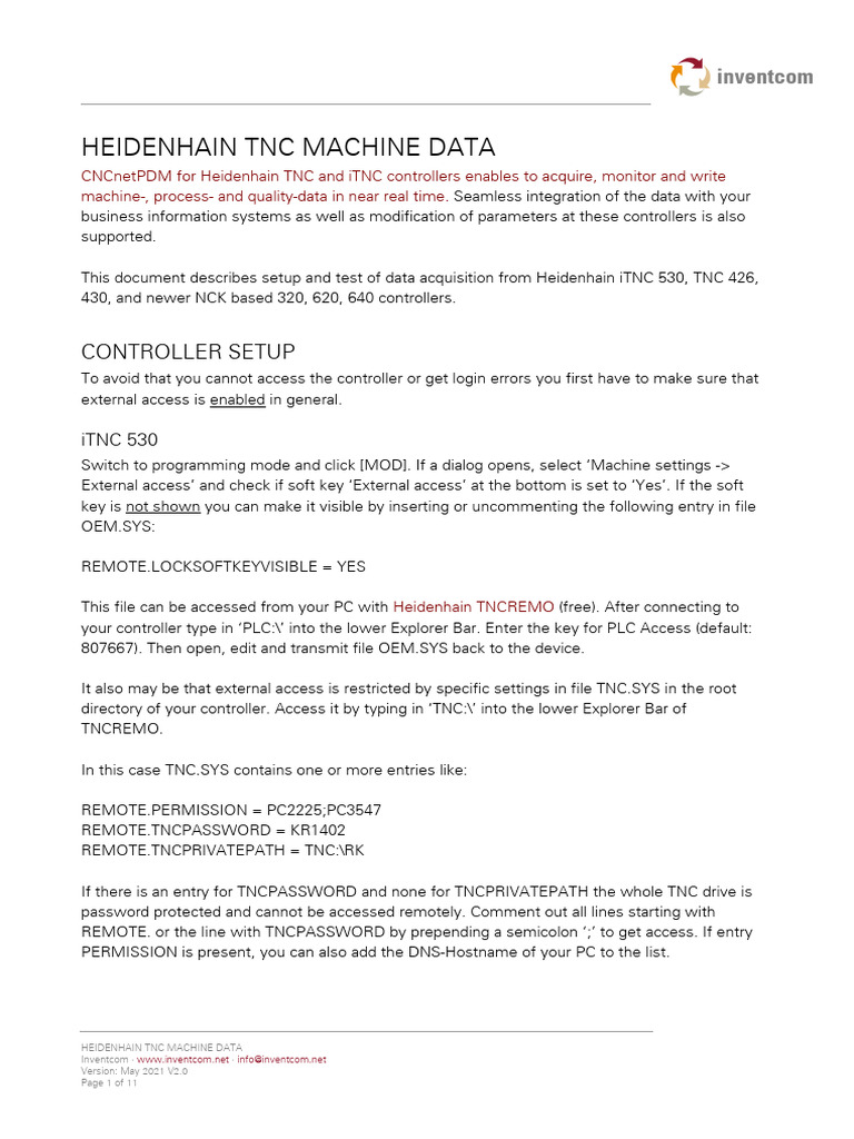 Heidenhain TNC Machine Data | PDF | System Software | Information Technology