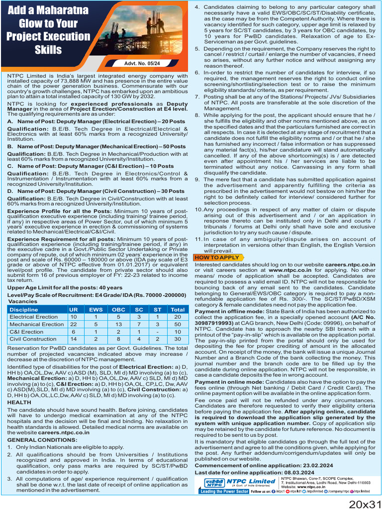 Advt. No. 05 2024 Eng Adv | PDF | Government