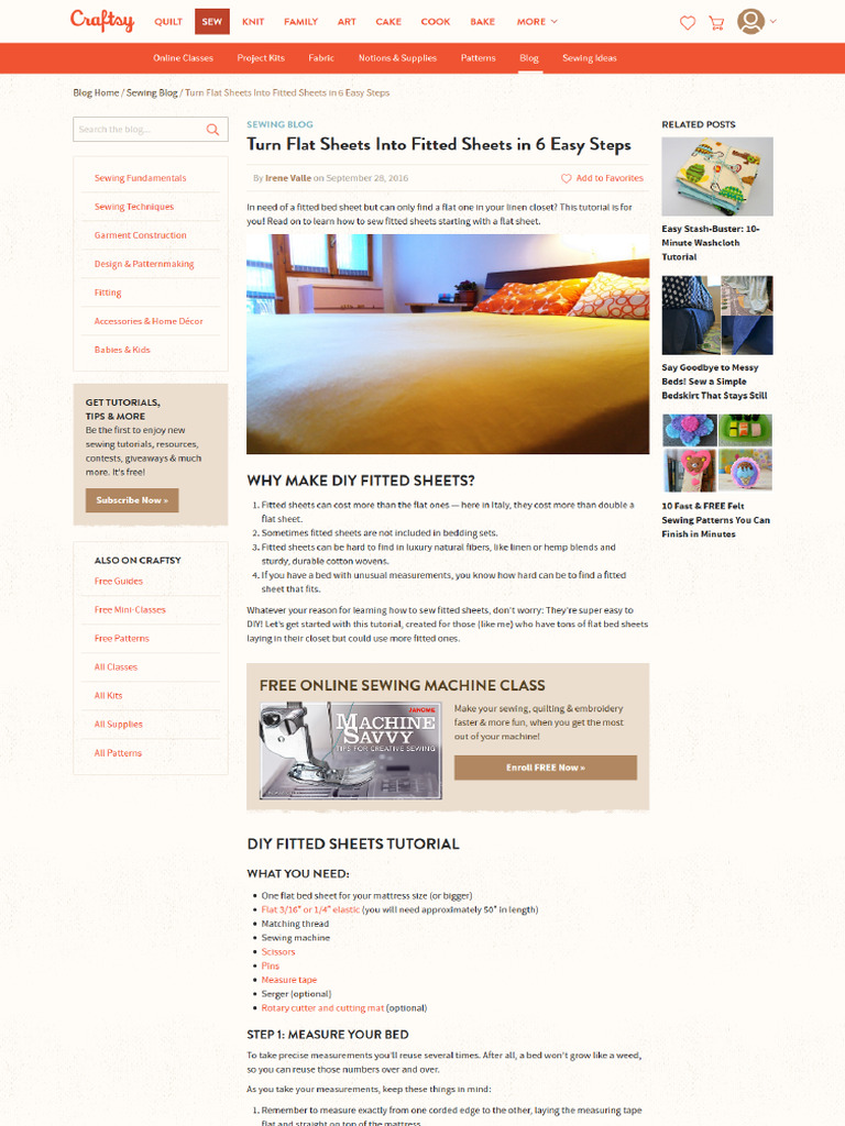 DIY Fitted Sheets How To Turn Flat Sheets Into Fitted Sheets | PDF